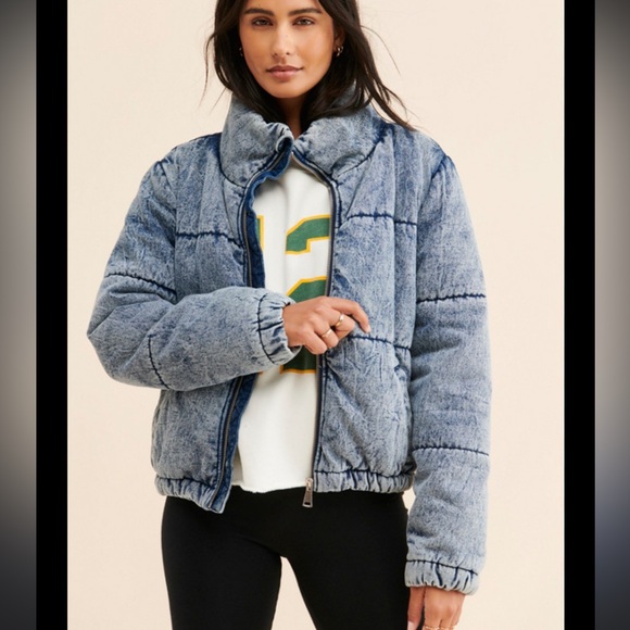 Vigoss | Jackets & Coats | Vigoss Acid Wash Puffer Jacket Blue Small ...